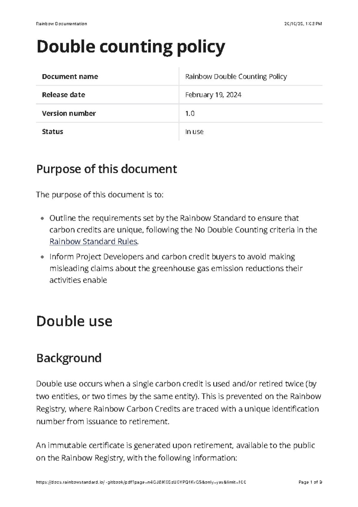Rainbow Double Counting Policy Overview and Requirements - Studocu