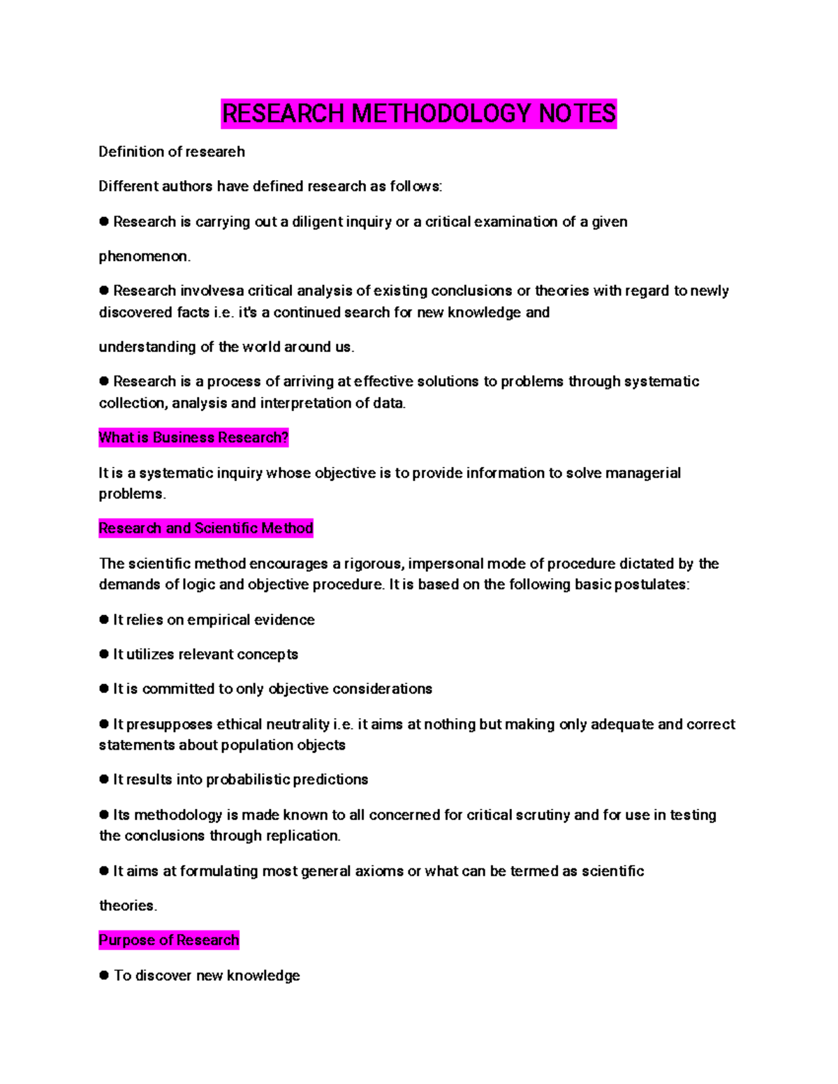 Research Methodology Notes: Key Concepts and Components - Studocu