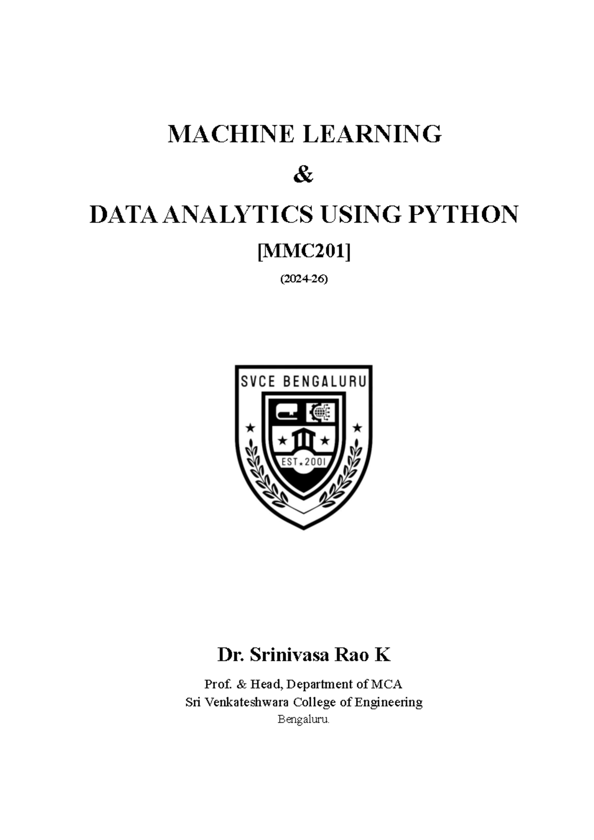 MMC201 Machine Learning & Data Analytics Module 2 Study Notes - Studocu