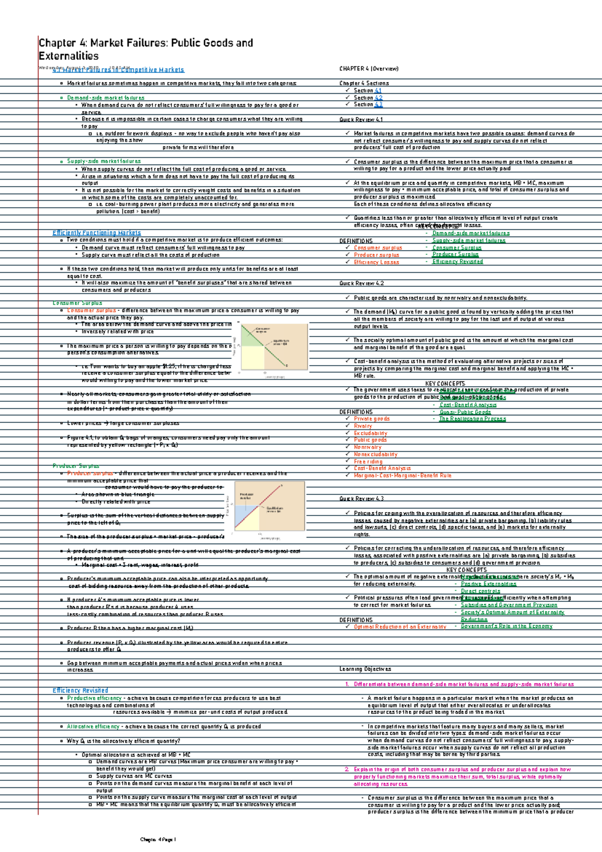 Chapter 4: Market Failures, Public Goods & Externalities Overview - Studocu
