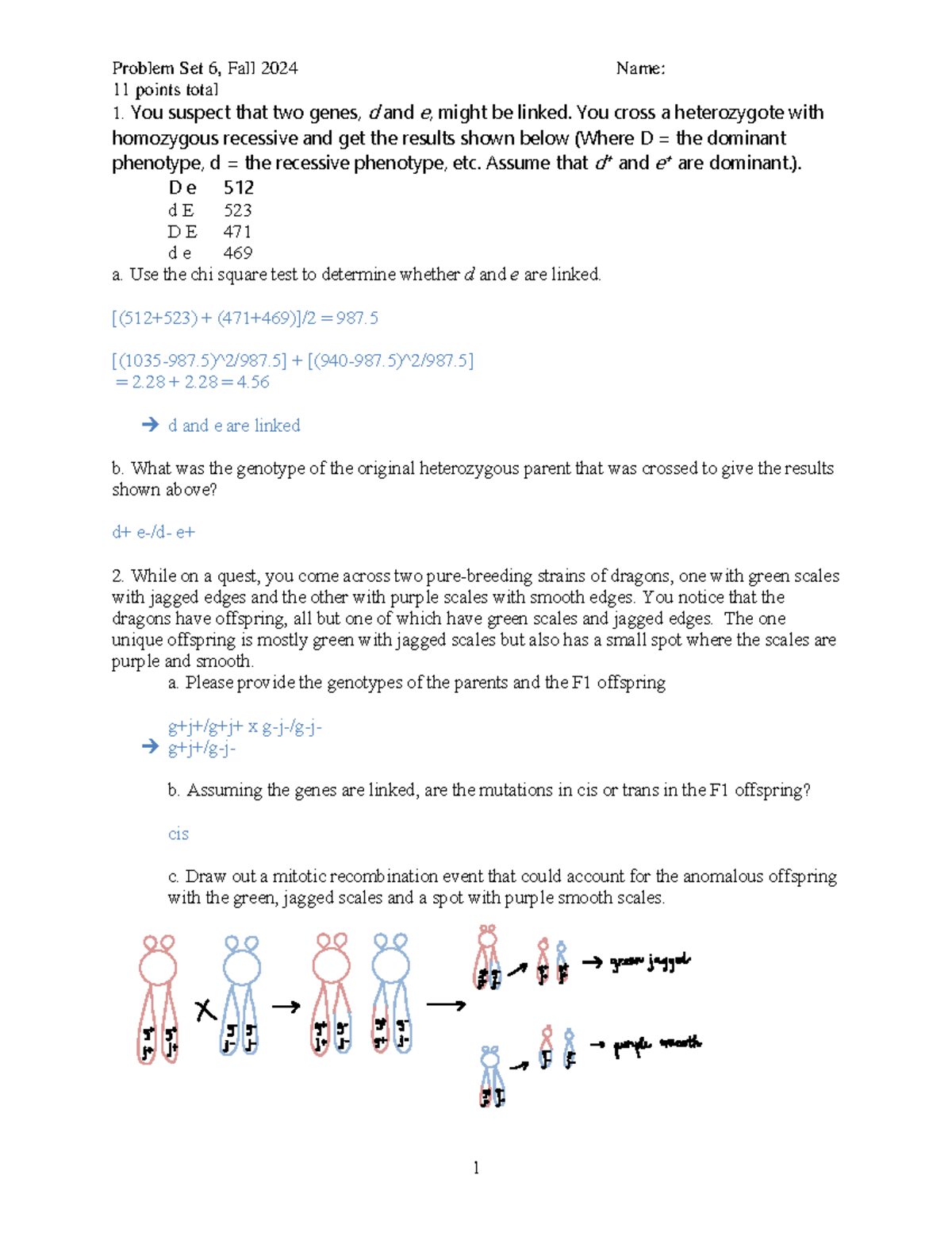 Genetics Problem Set 06 - Gene Linkage and Mutation Analysis - Studocu