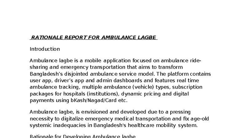 Rationale Report for Ambulance Lagbe: Research Methodology ...