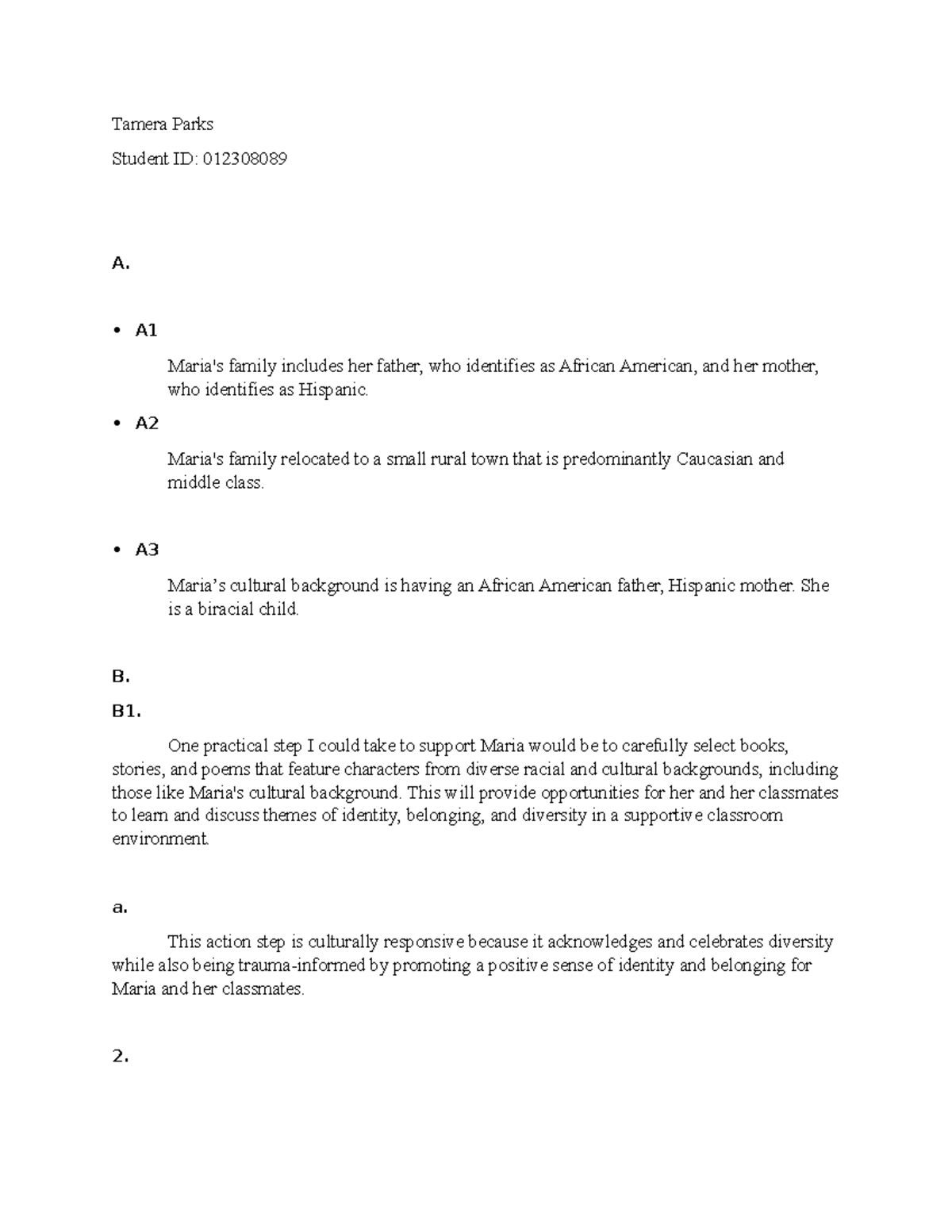 KGM3 TASK 2 SEL Response - Tamera Parks Student ID: 012308089 A. • A ...