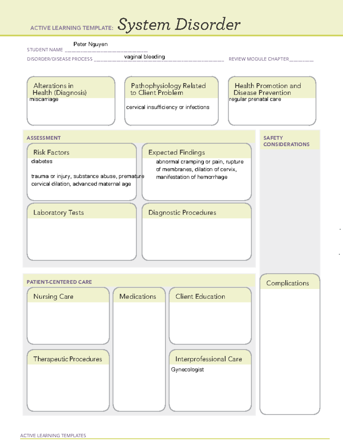 ALT - System Disorder (bleeding in pregnancy) - ACTIVE LEARNING ...