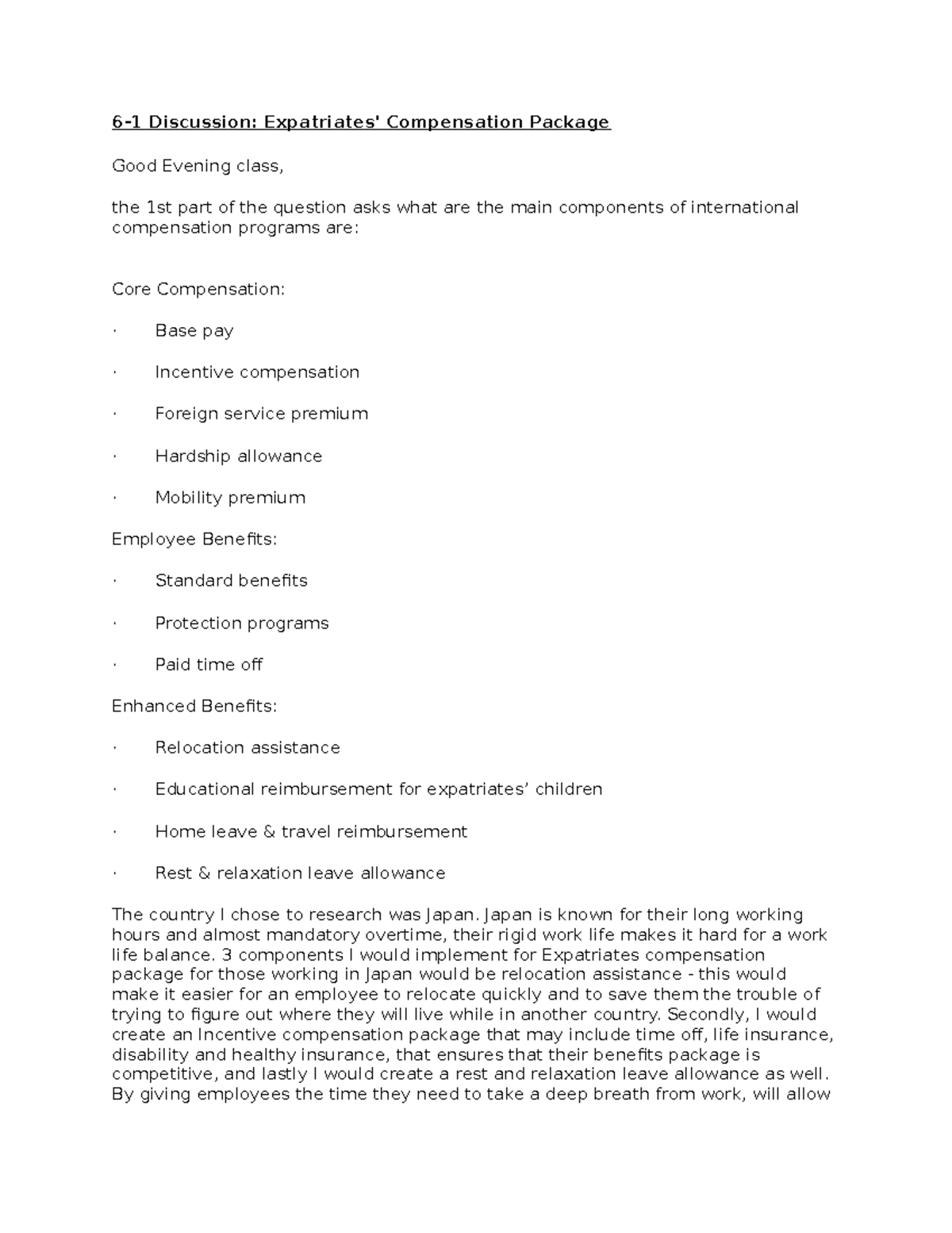 6-1 Discussion Expatriates Compensation Package - Japan ishours and ...