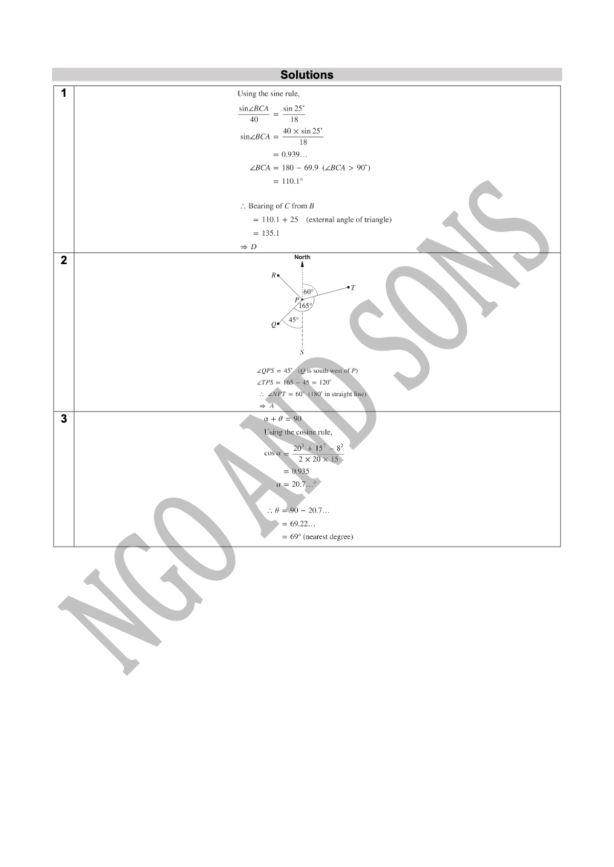 General Trigonometry Paper 1 Solutions: Sine and Cosine Rules - Studocu