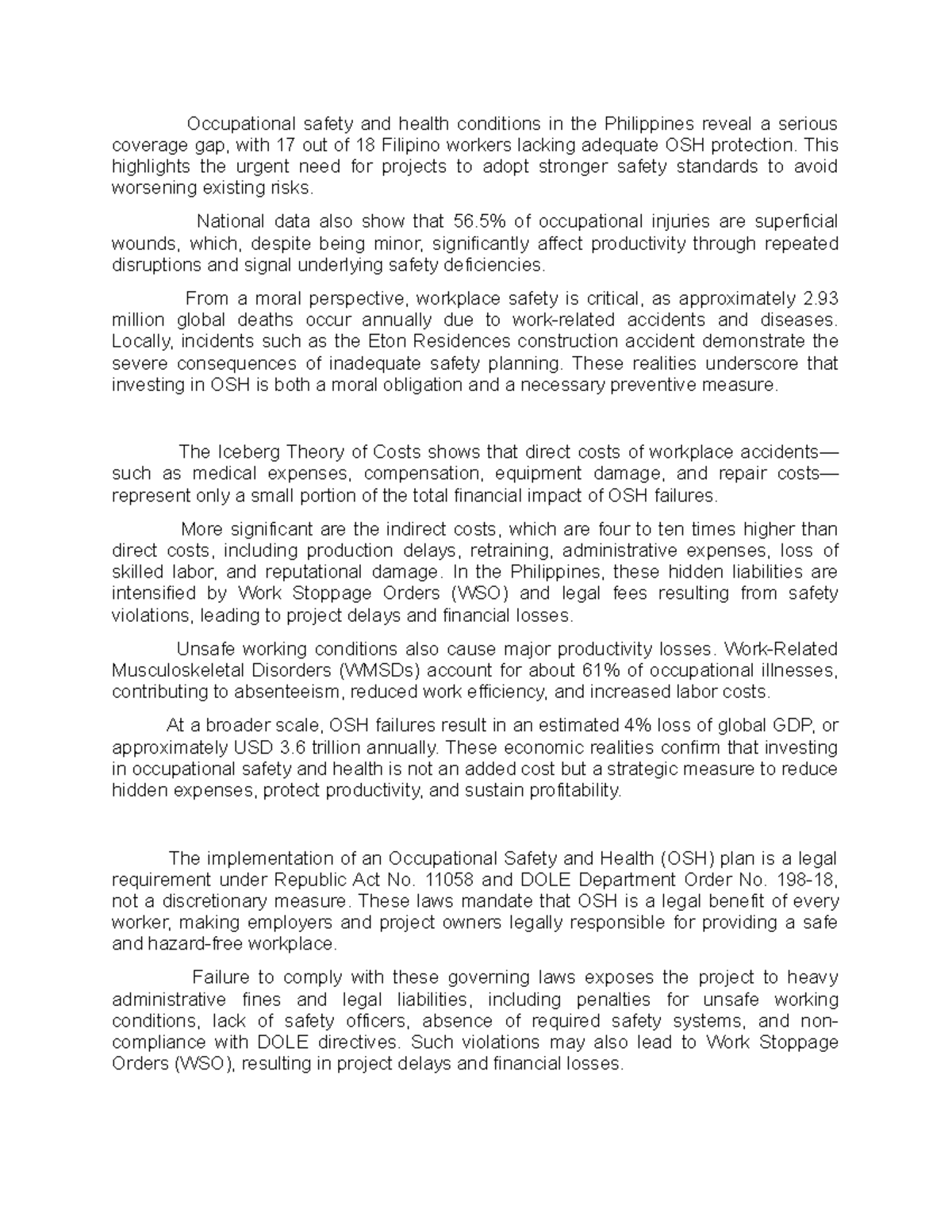 OSH Conditions in the Philippines: Addressing Safety Gaps and Legal ...