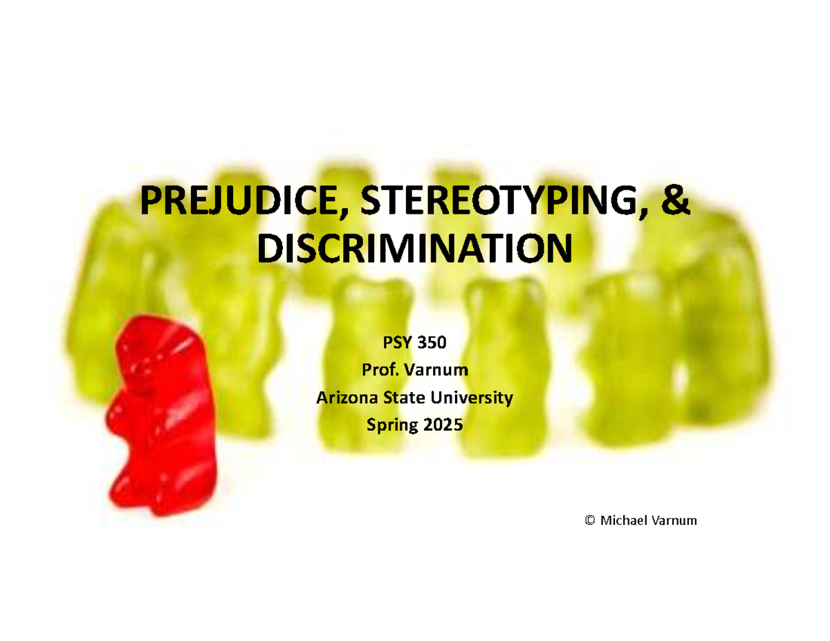 PSY 350 S 2025 Lecture 17: Overview of Prejudice, Stereotyping ...