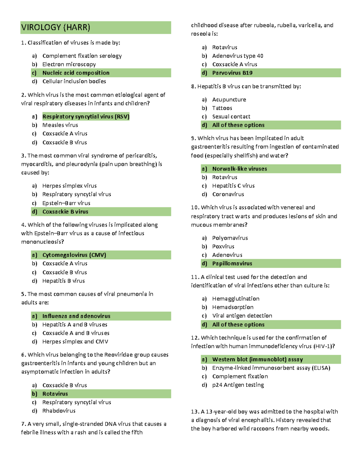 Virology Study Notes (HARR & CIULA) for Exam Preparation - Studocu
