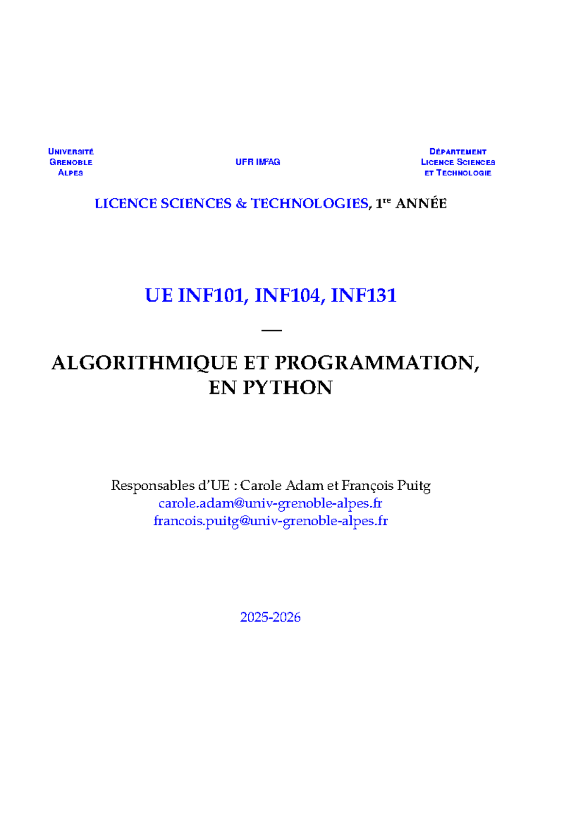 I11 - TD Programmation Python : Algorithmes et Bonnes Pratiques - Studocu