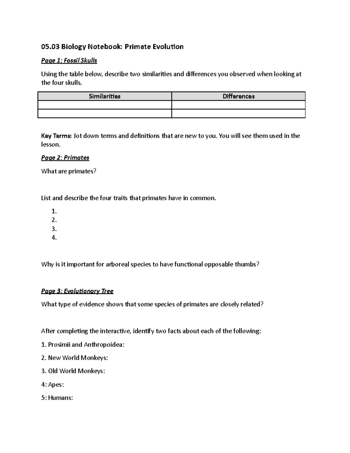 05.03 Primate Evolution: Fossils, Traits & Human Origins Analysis - Studocu