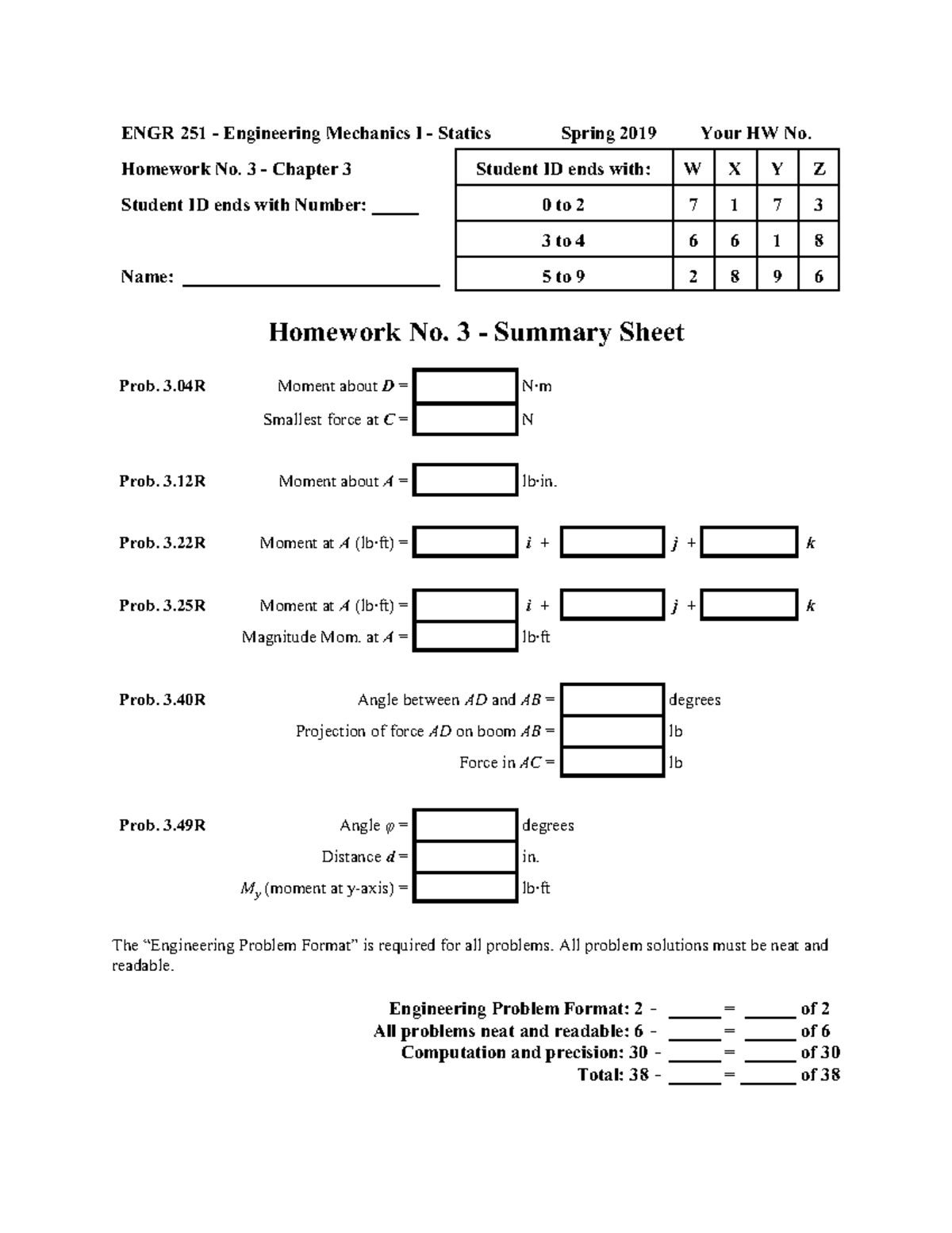 ENGR251 S19 HW3 Ch3 Problems - ENGR 251 Engineering Mechanics I Statics ...
