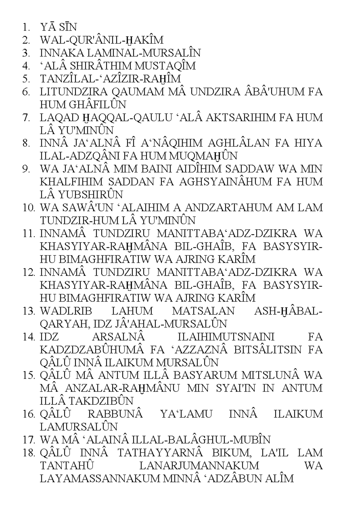 Surat Yasin Hafalan - PDF Document for Study - Studocu