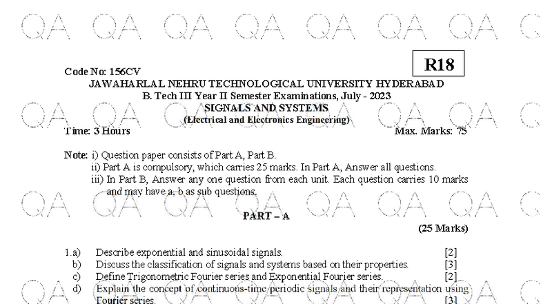 156CV - Signals and Systems Midterm Exam Notes (July 2023) - Studocu