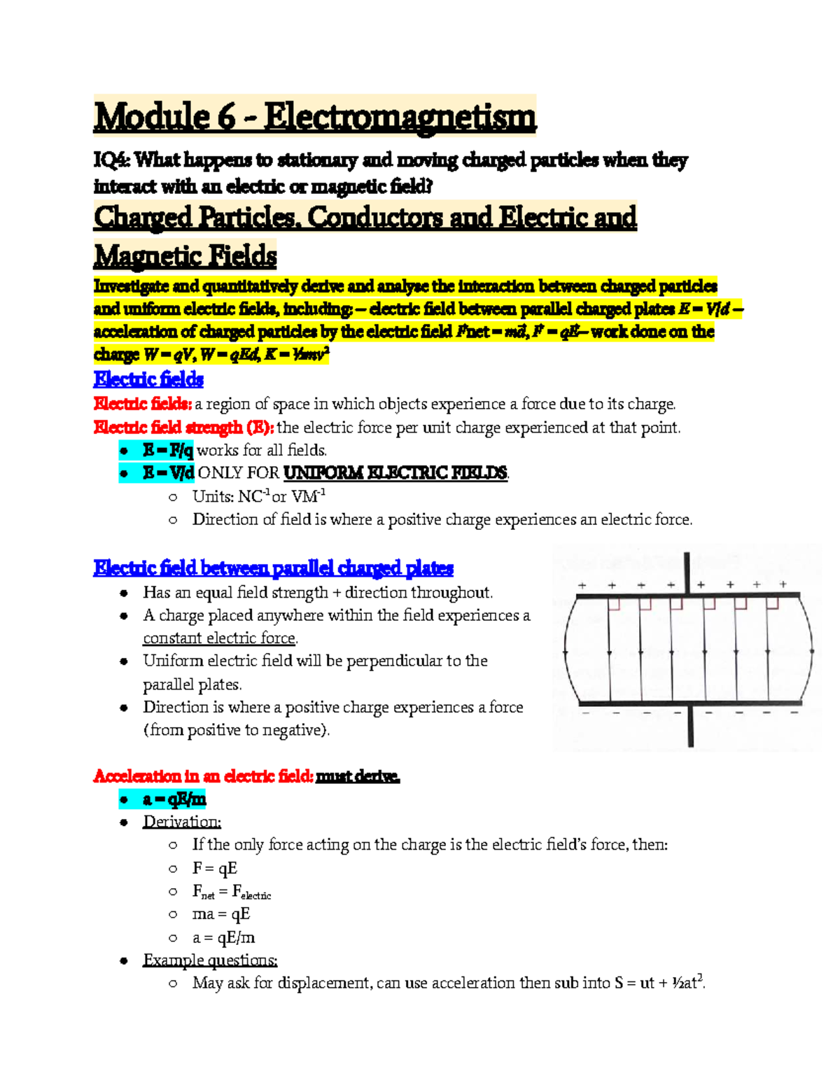 Module 6 - Electromagnetism: Interactions of Charged Particles with ...