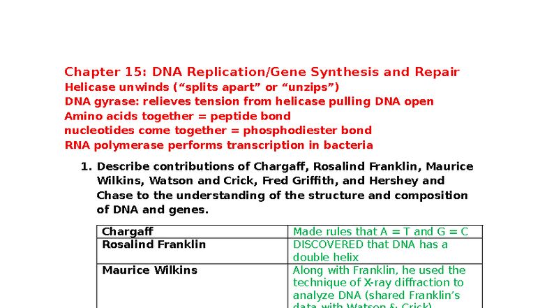 Comprehensive Study Guide for DNA Synthesis & Gene Expression (Bio 101 ...