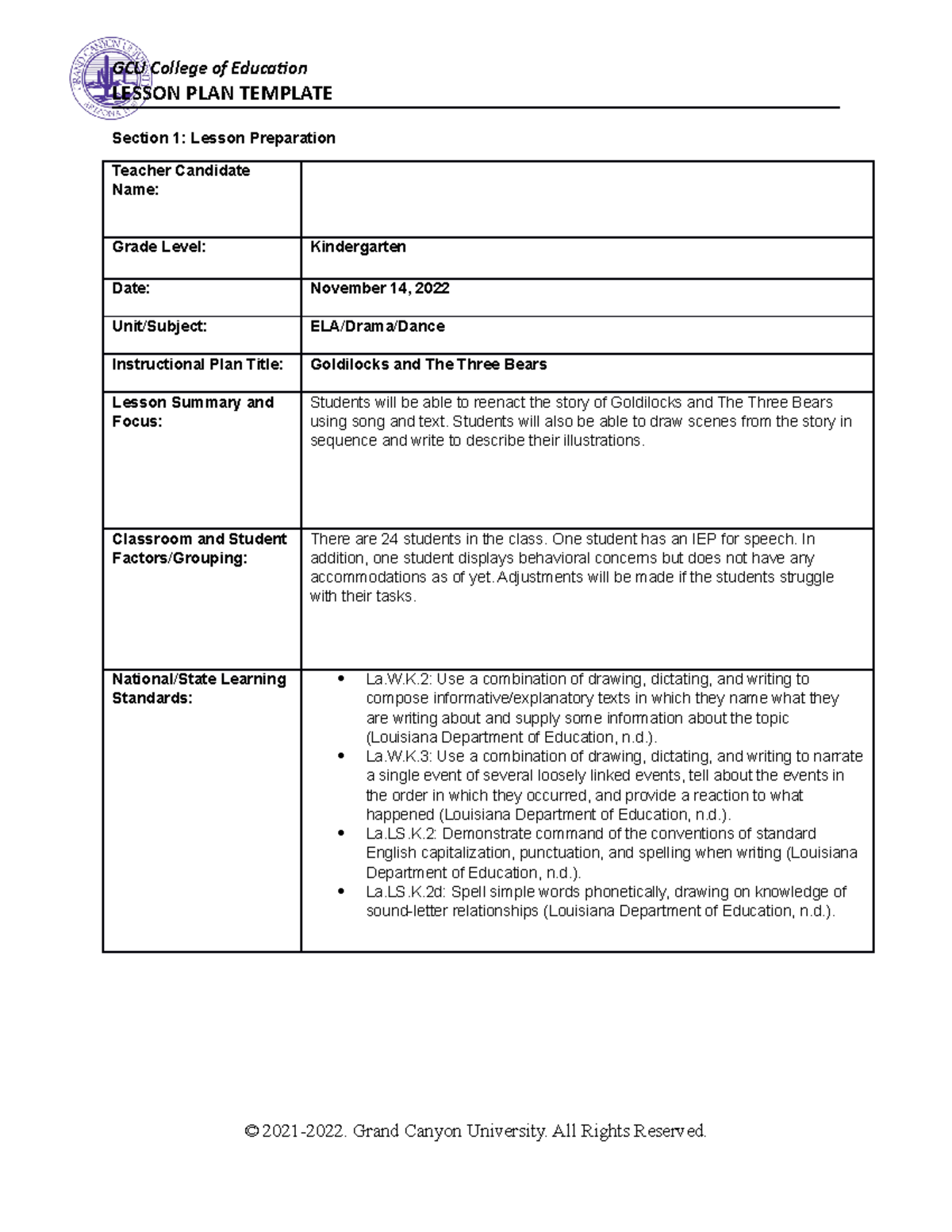 ECE 450 T6 Drama Dance Integrated Lesson Plan - LESSON PLAN TEMPLATE ...