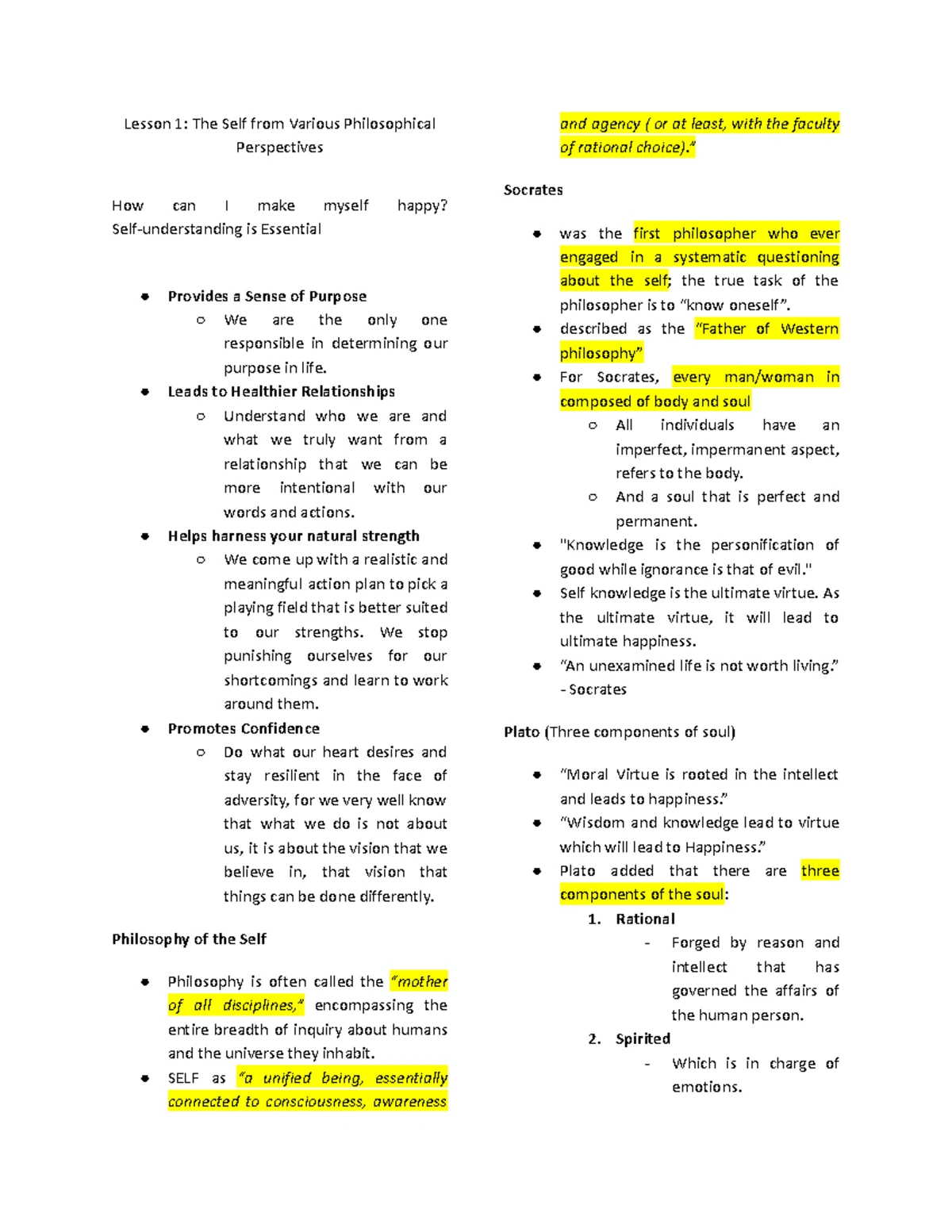 Understanding the Self - Lesson 1 Defining The Self: Personal And ...