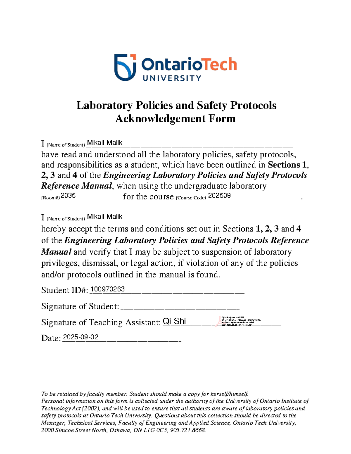 Engineering Lab Safety Protocols Acknowledgement Form 202509 - Studocu