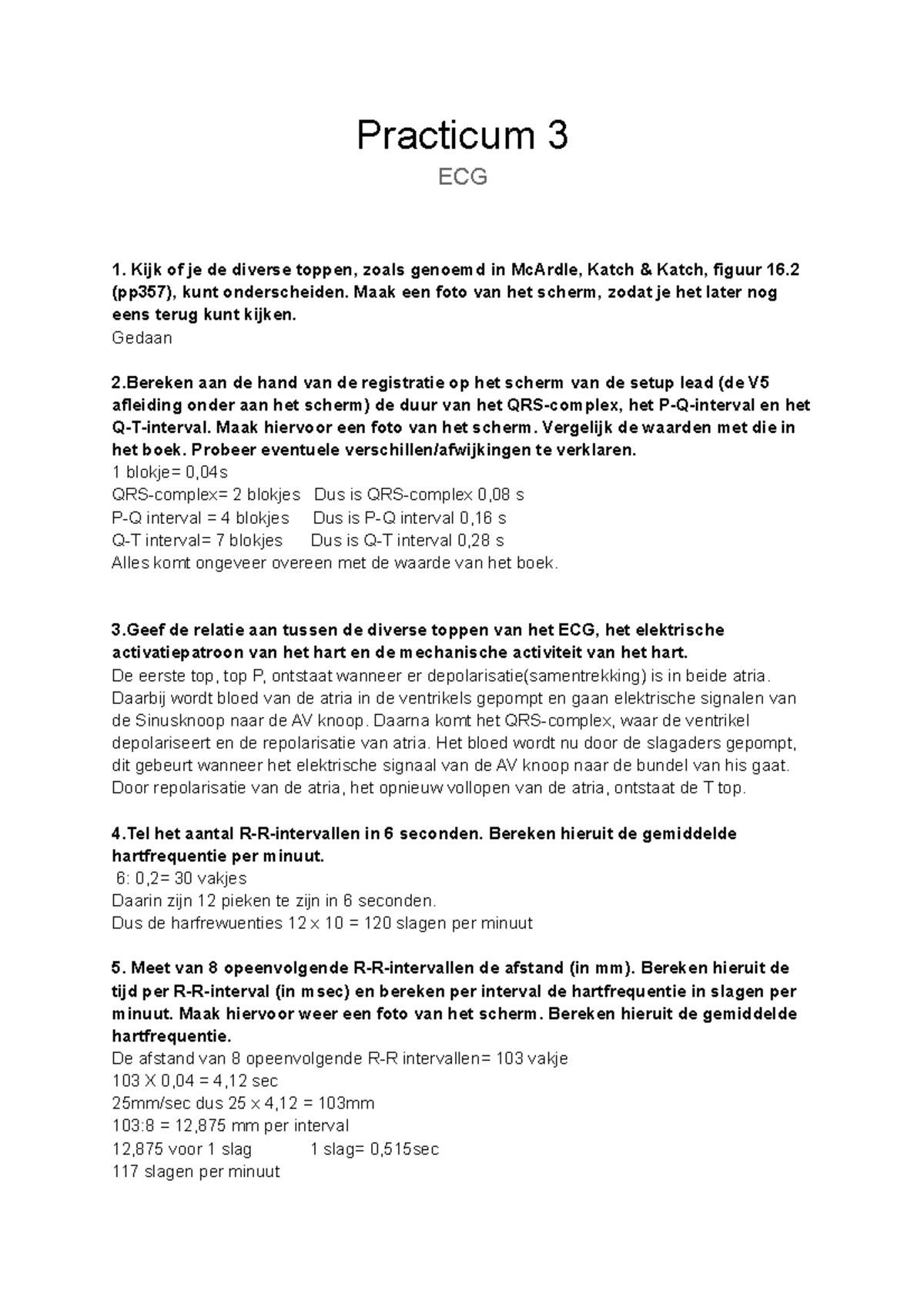 Practicum 3: ECG Analyse en Hartfrequentie Berekeningen - Studeersnel