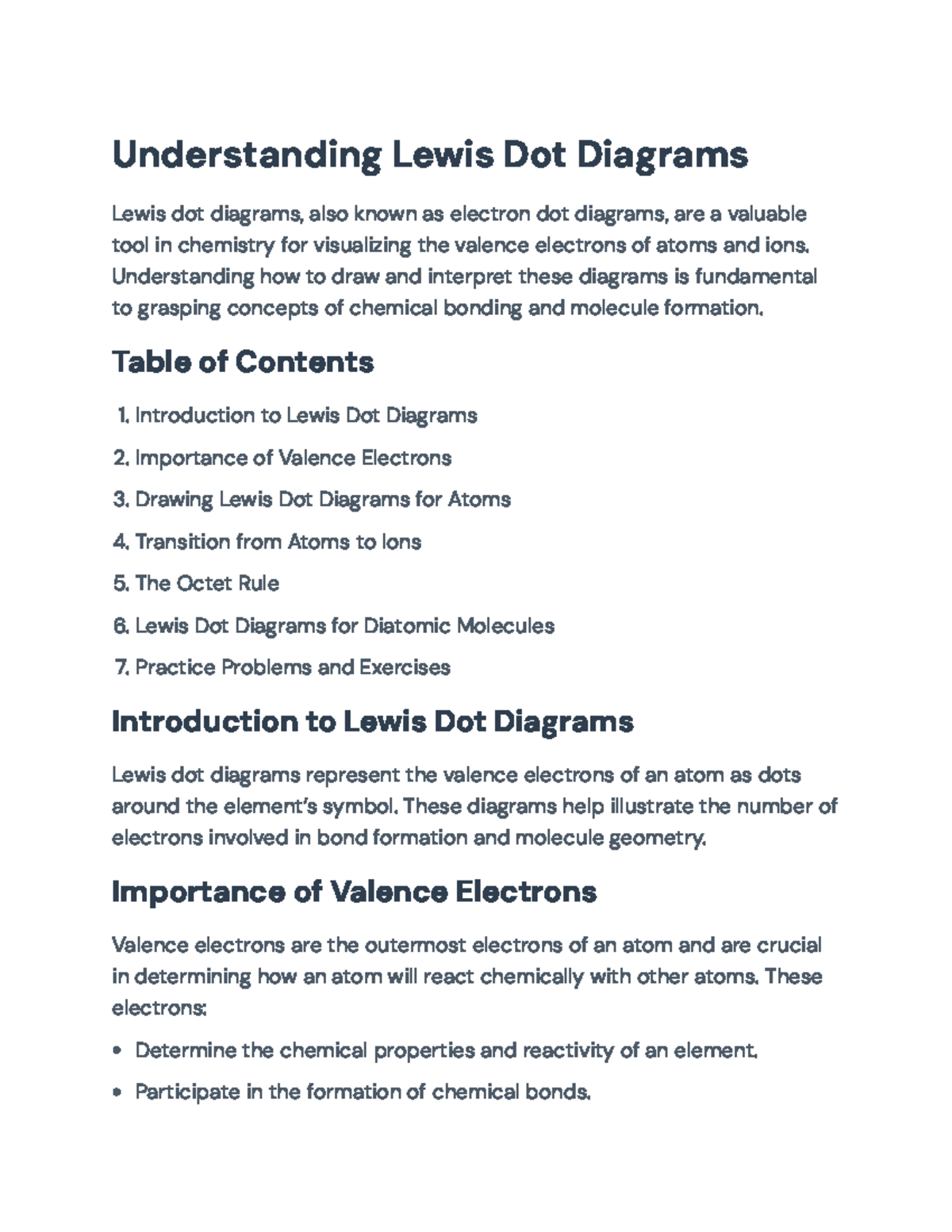 Understanding Lewis Dot Diagrams: Fundamentals and Practice ...