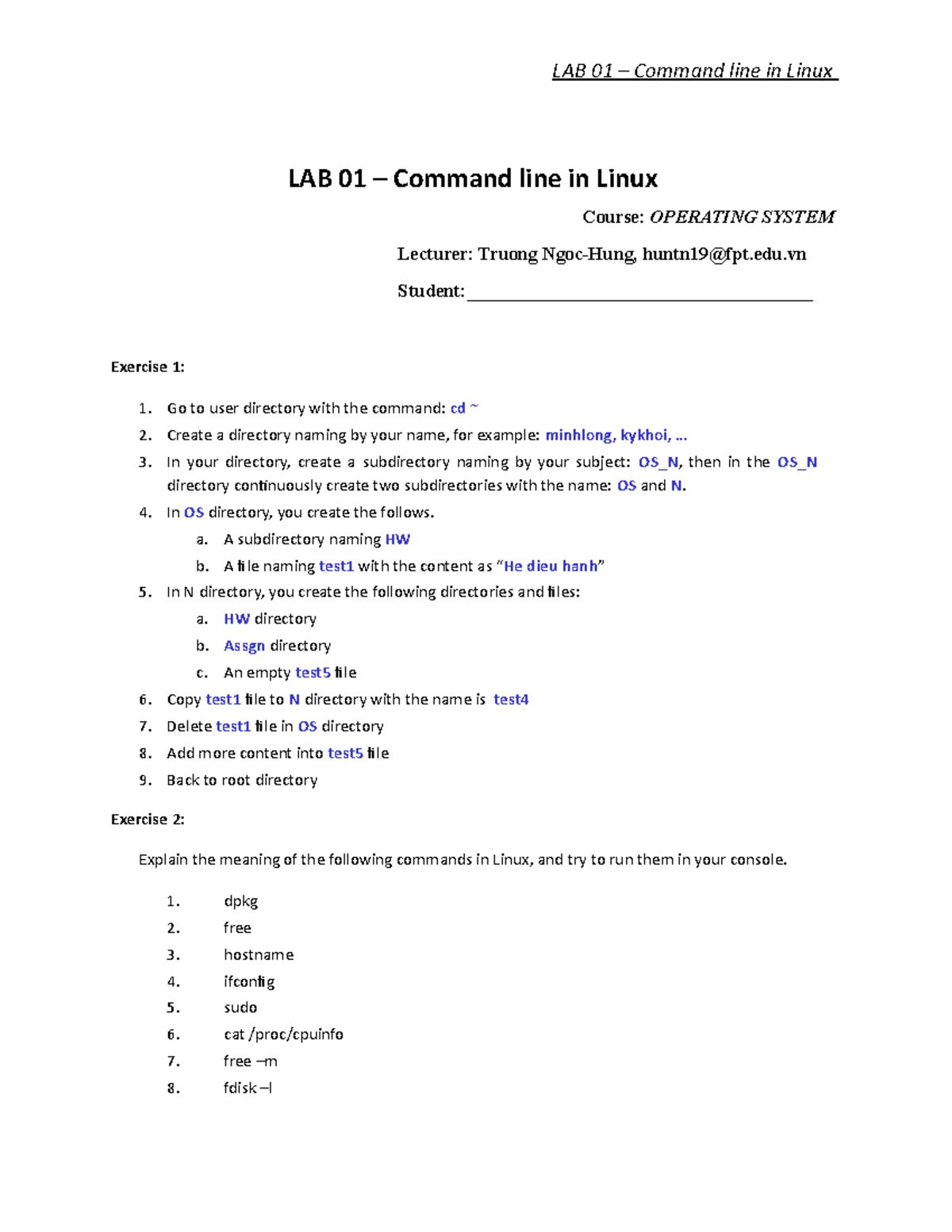 1-LAB 01 OSG202 Spring 23 - LAB 01 – Command line in Linux LAB 01 – Command line in Linux Course ...