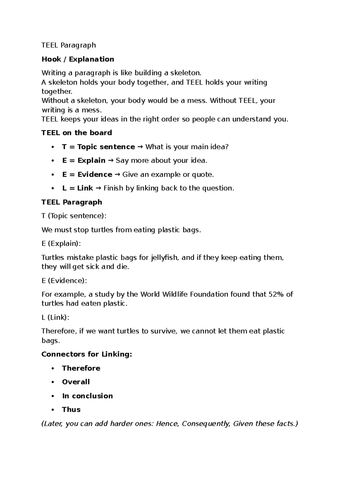 TEEL Paragraph Writing Guide for Effective Essays - Studocu