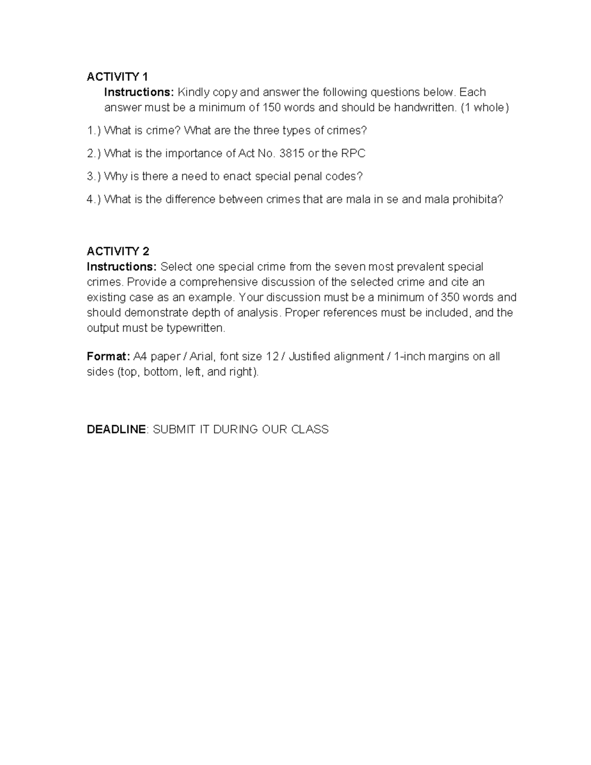 CDI2 Activity 1 & 2 - Crime Analysis and Special Crimes Discussion ...