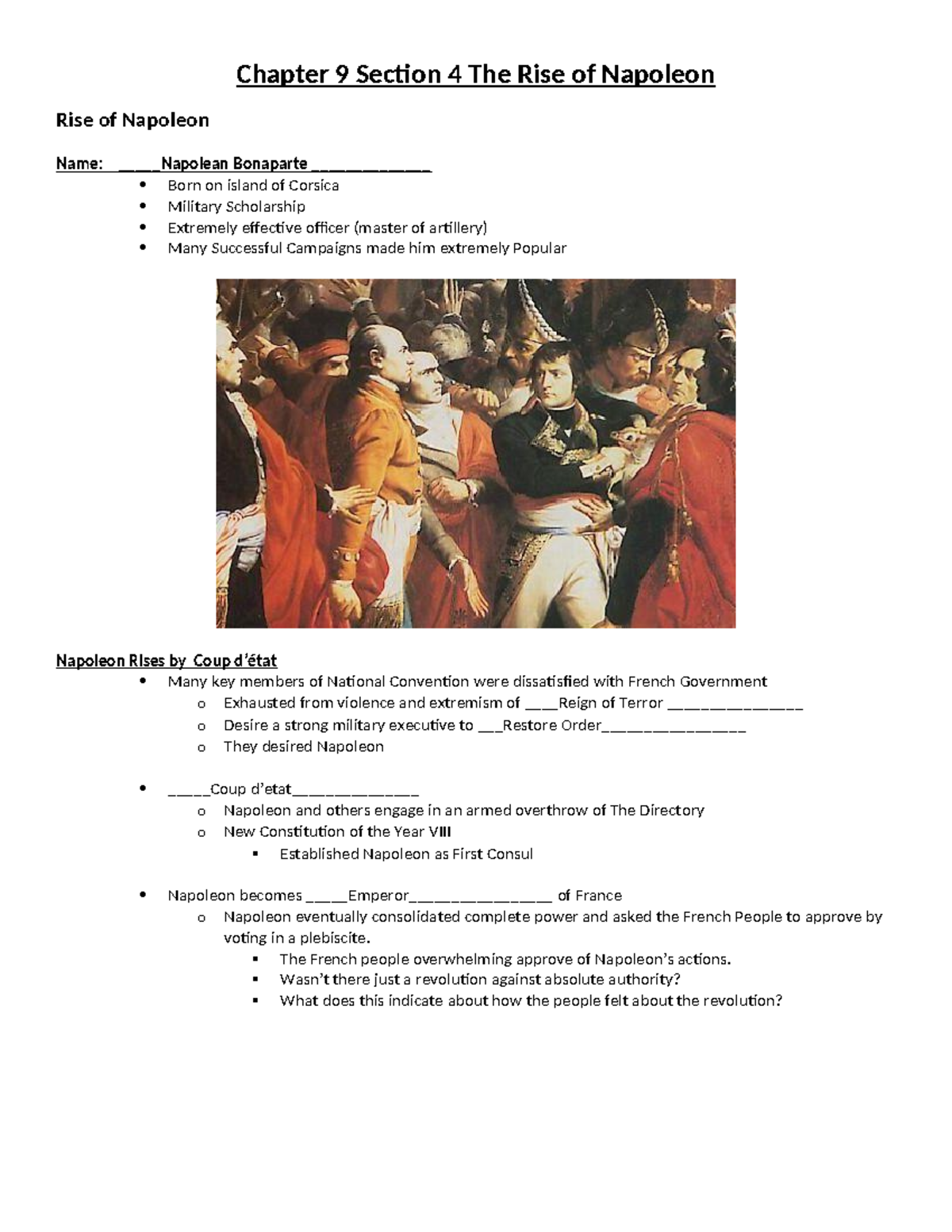Chapter 9 Sec 4: The Rise of Napoleon - Key Events & Analysis - Studocu