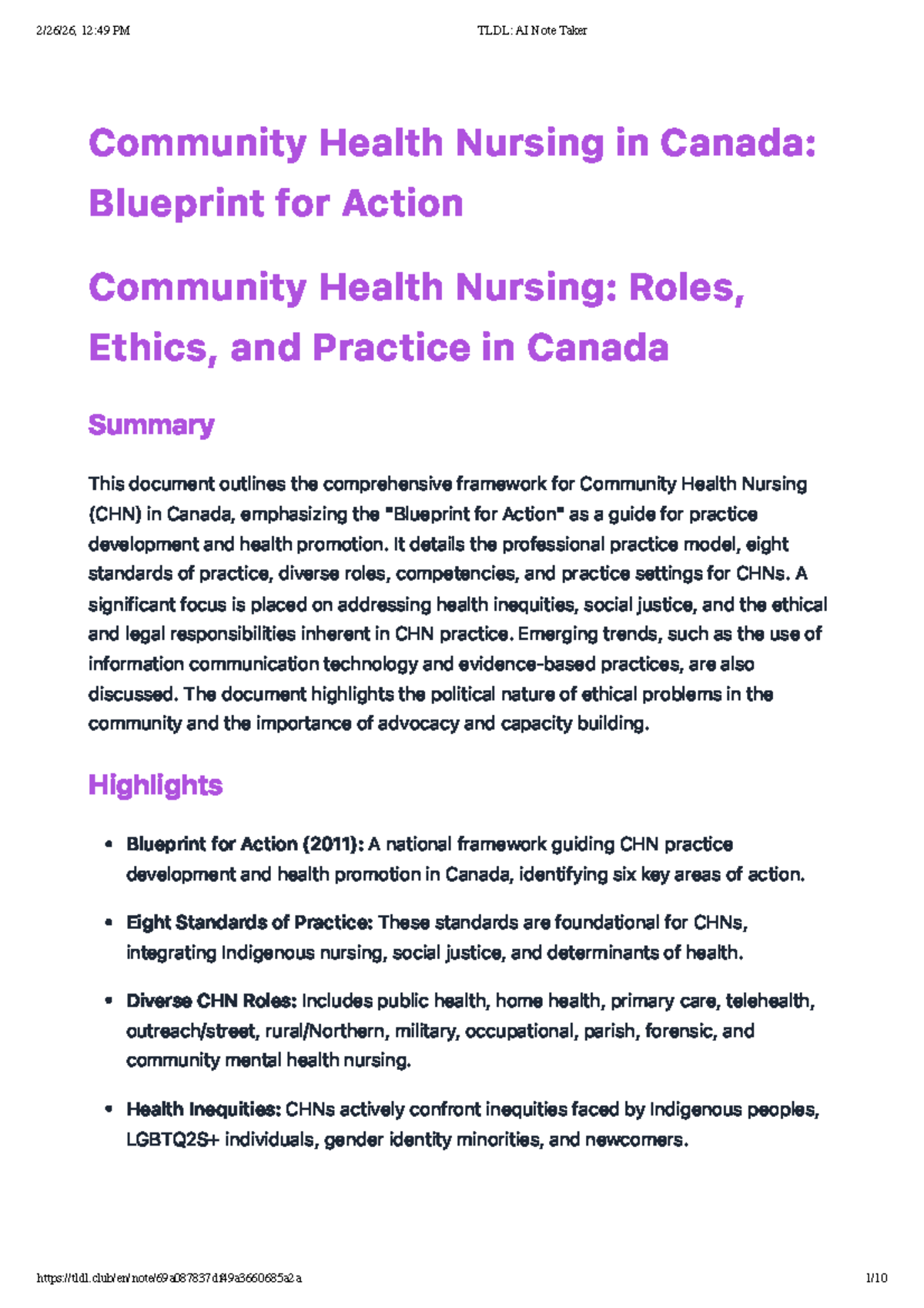 Community Health Nursing in Canada: A Comprehensive Framework (CHN 101 ...