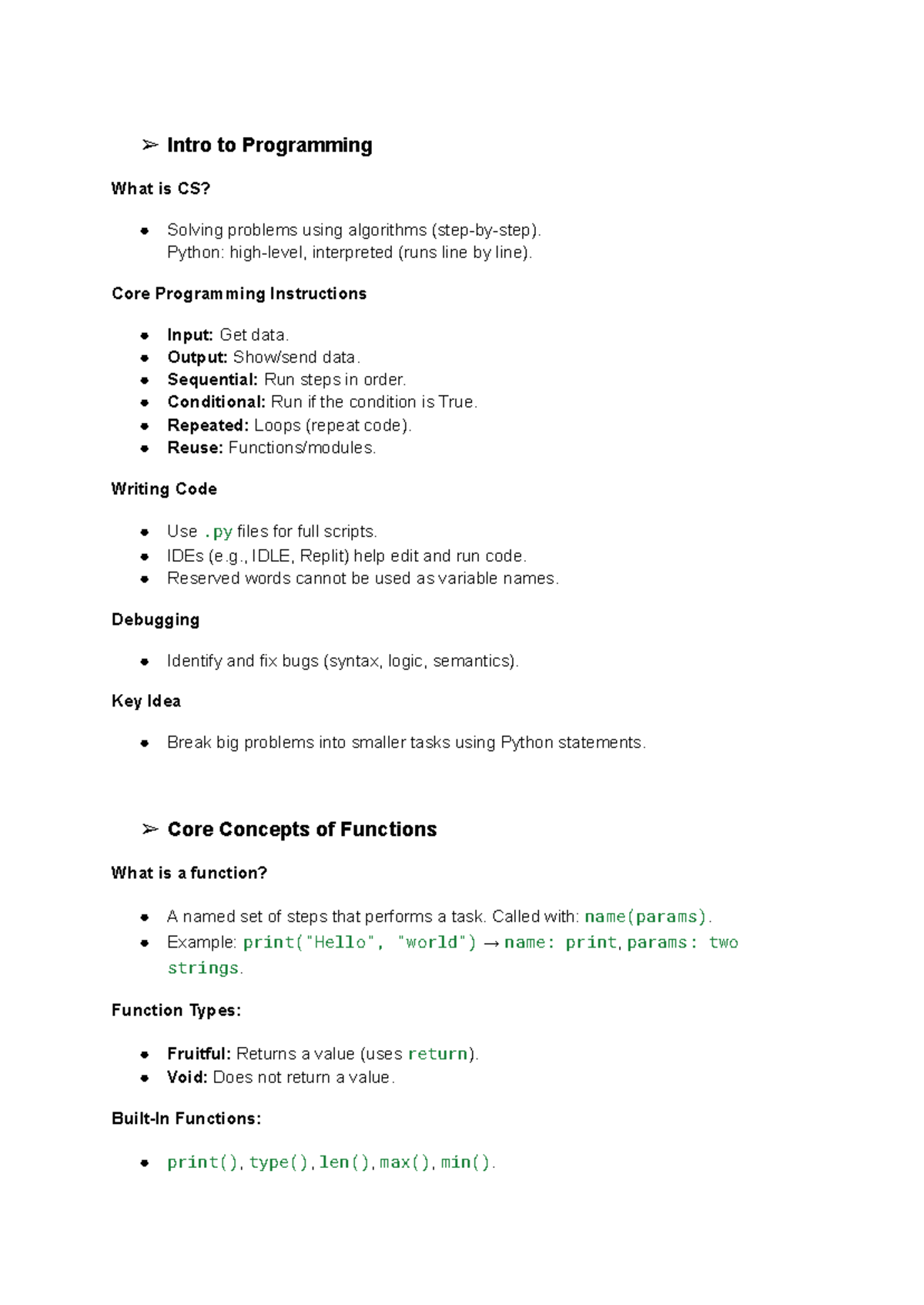 Midterm Notes on Python Programming Fundamentals (CS101) - Intro to ...