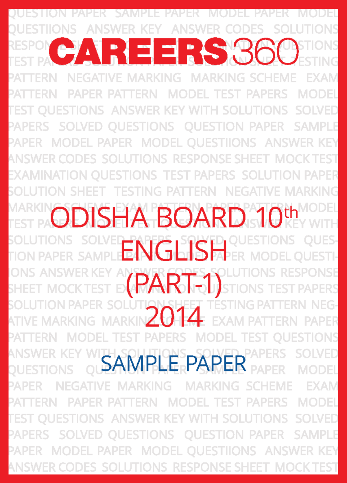 Odisha Board 10th English Sample Paper 2014 - Set A - Studocu
