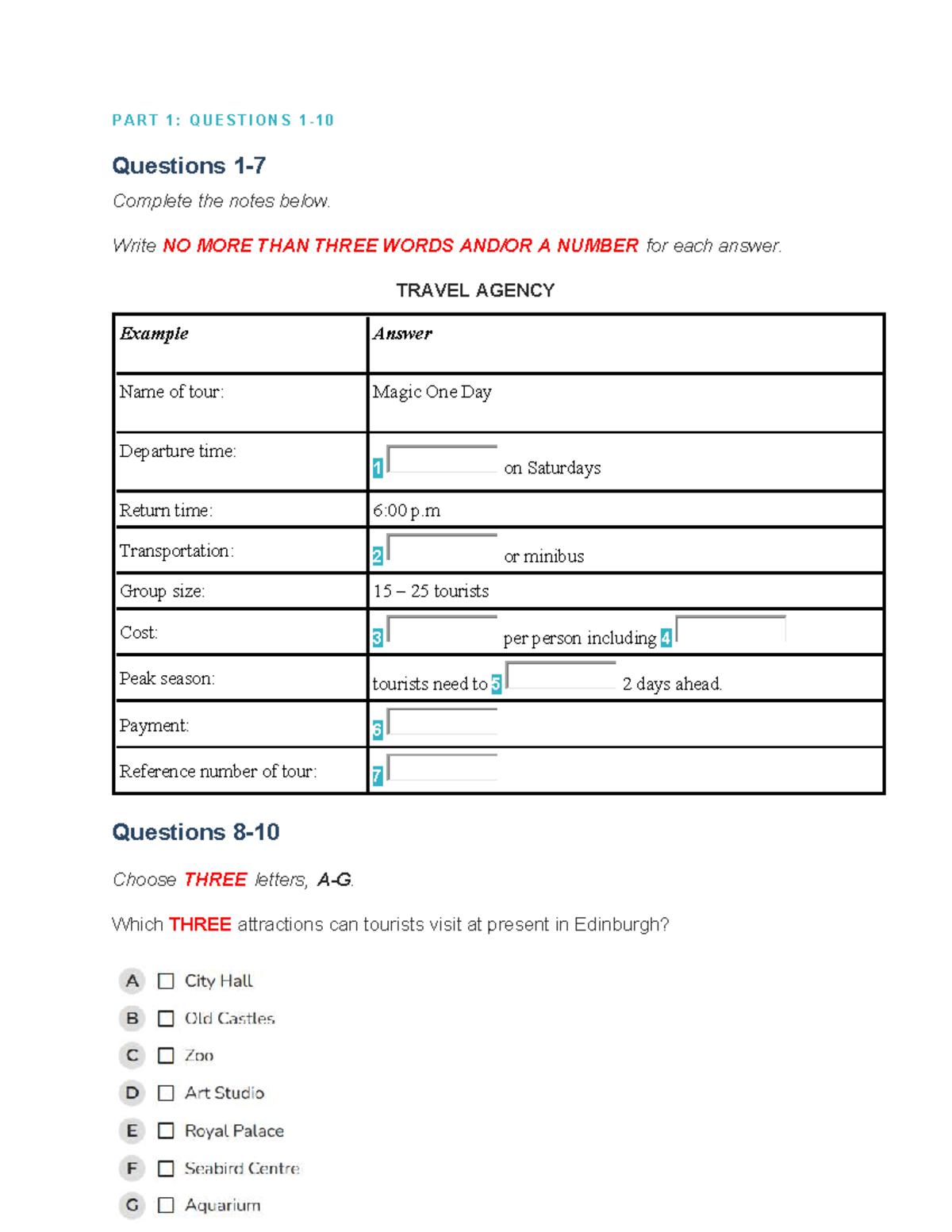 IE Listening Part 1 & 2: Travel Agency & Campus Clinic Notes - Studocu