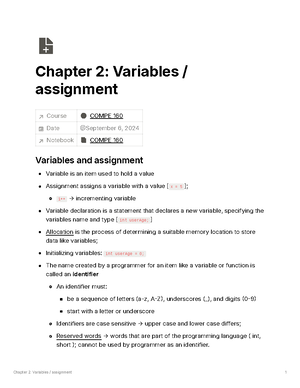 Chapter 6: Functions Overview and Implementation Guide (COMPE 160) - Chapter 6: Functions Course ...