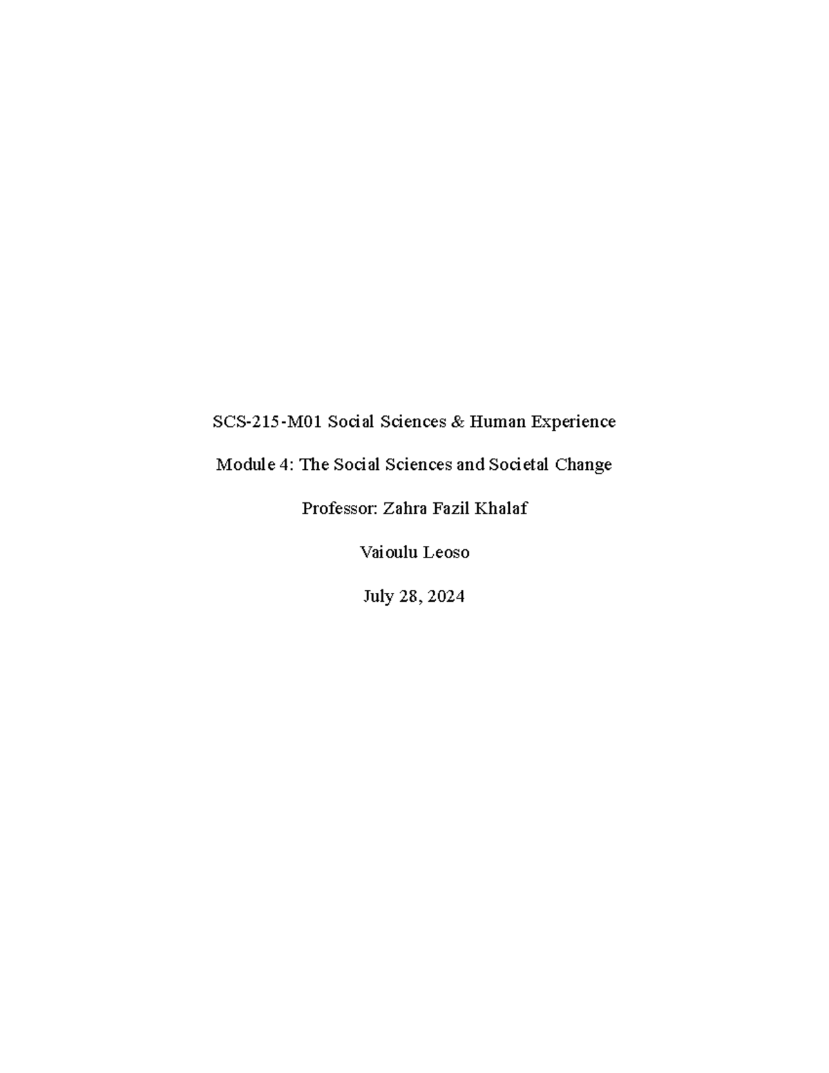 SCS - 215-M01 Social Sciences: Exploring Psychology & Societal Change ...