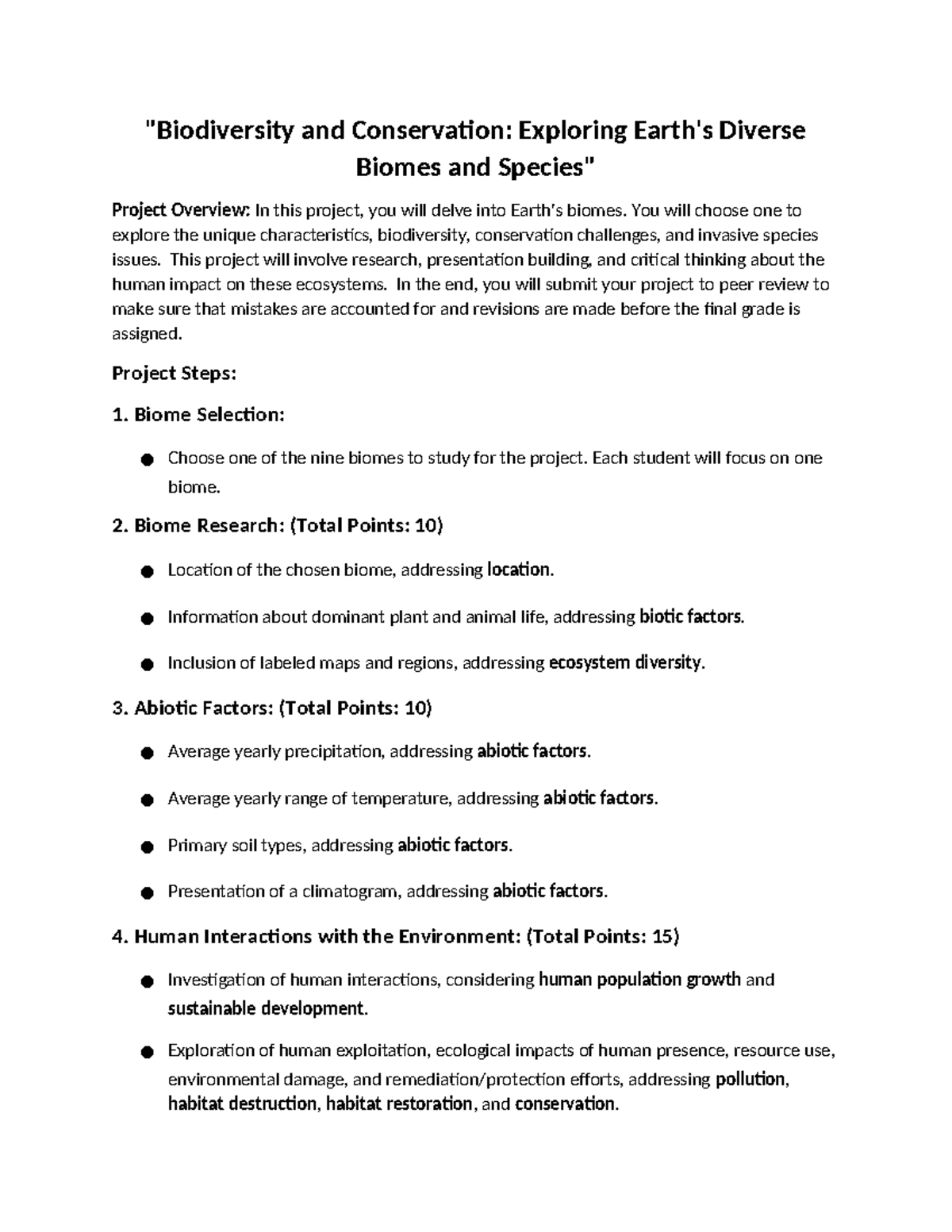 Biodiversity and Conservation Project: Exploring Earth's Biomes and ...