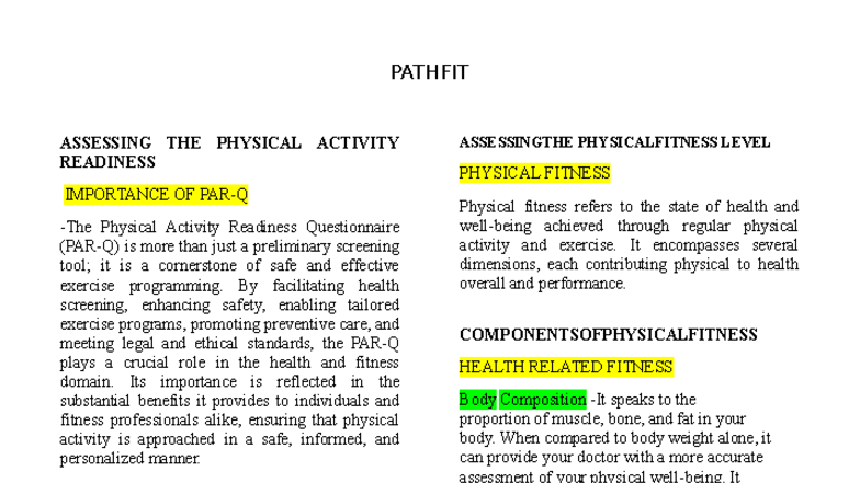 PATHFIT: Importance of Physical Activity Readiness & Fitness Assessment ...