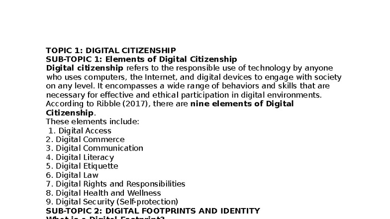 ICT- Digital Citizenship and Graphic Design Overview - Studocu