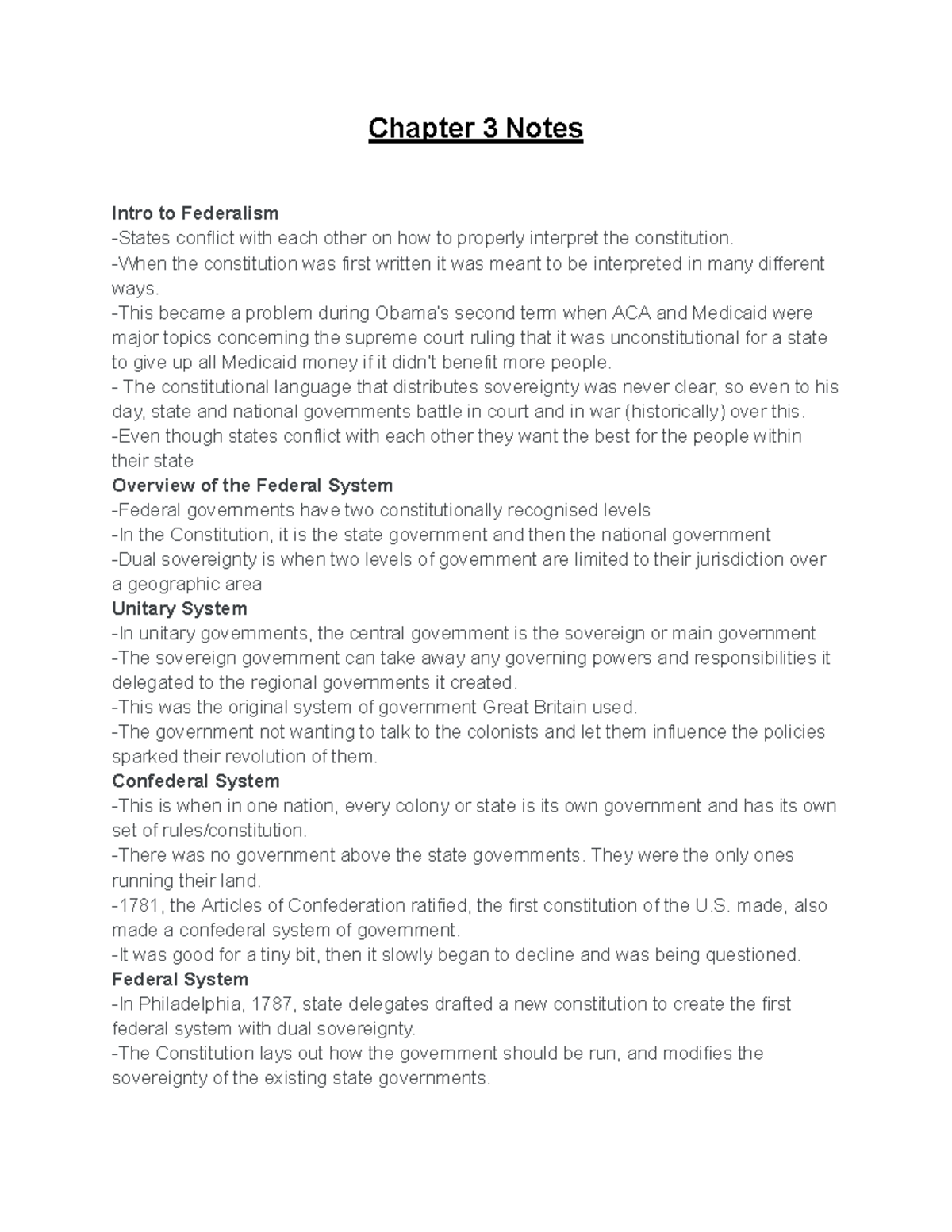 AP GOV - Comprehensive Overview of Federalism in Chapter 3 Notes - Studocu