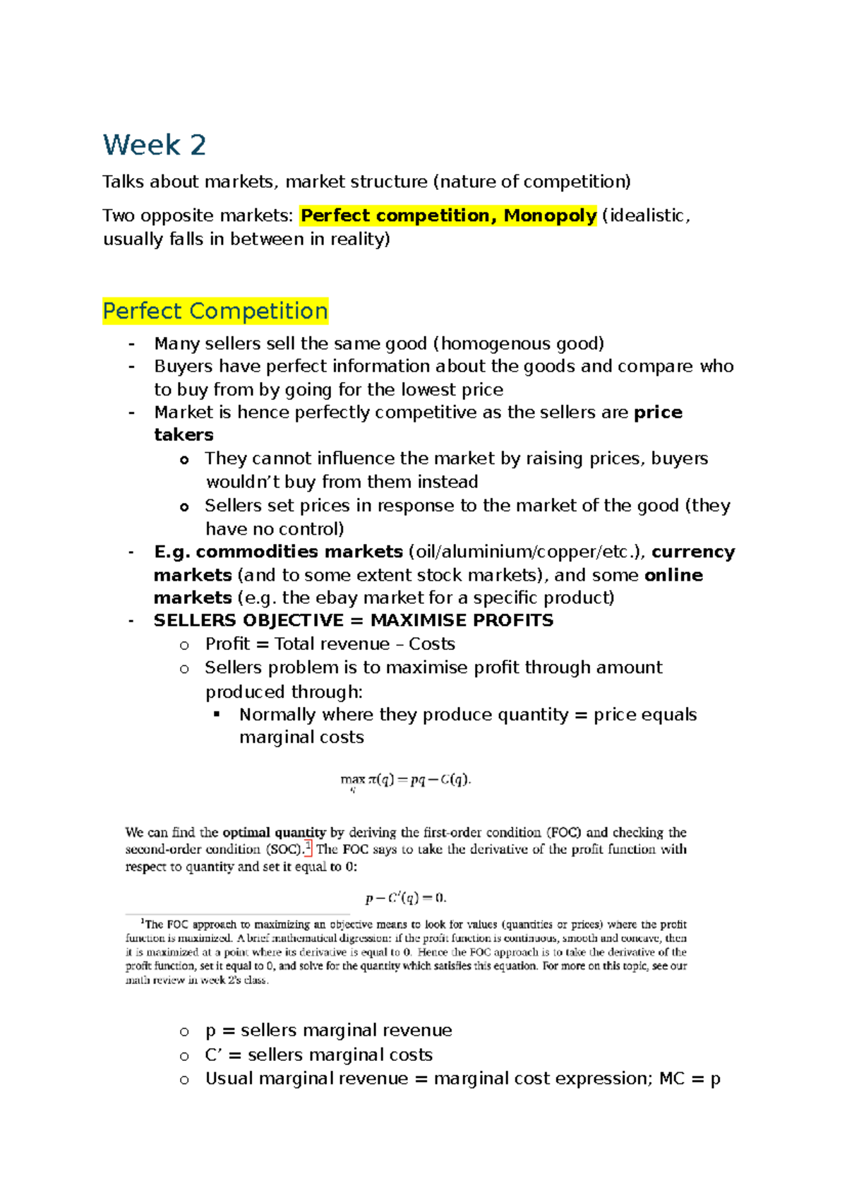 Quiz 1 - Week 2: Market Structures & Competition Analysis - Studocu