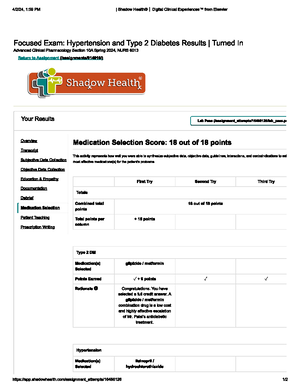 Shadow Health Arun Patel DM and HTN Subjective - NURS 6013 - Studocu