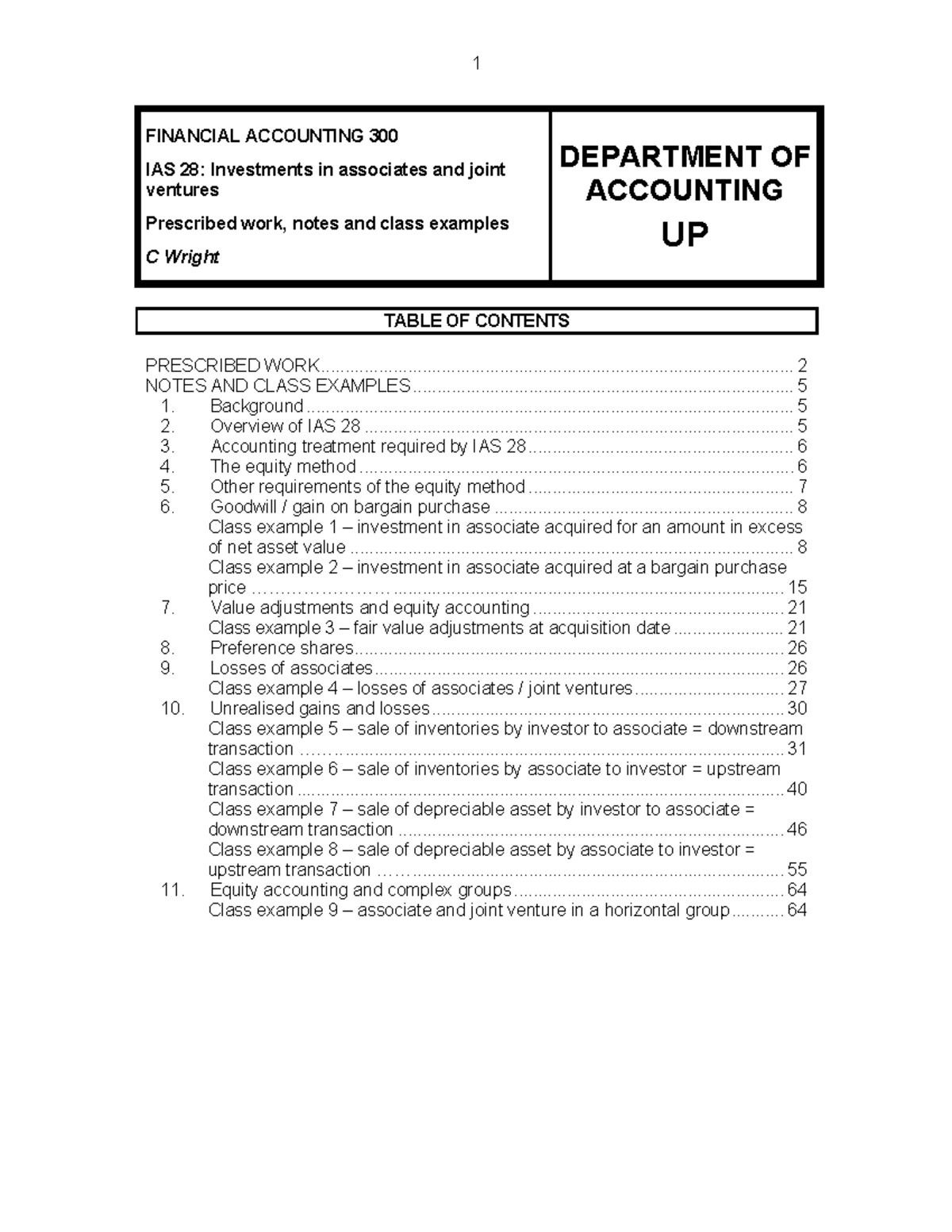 IAS 28 Final Exam Study Notes & Class Examples - ACCT 300 - Studocu