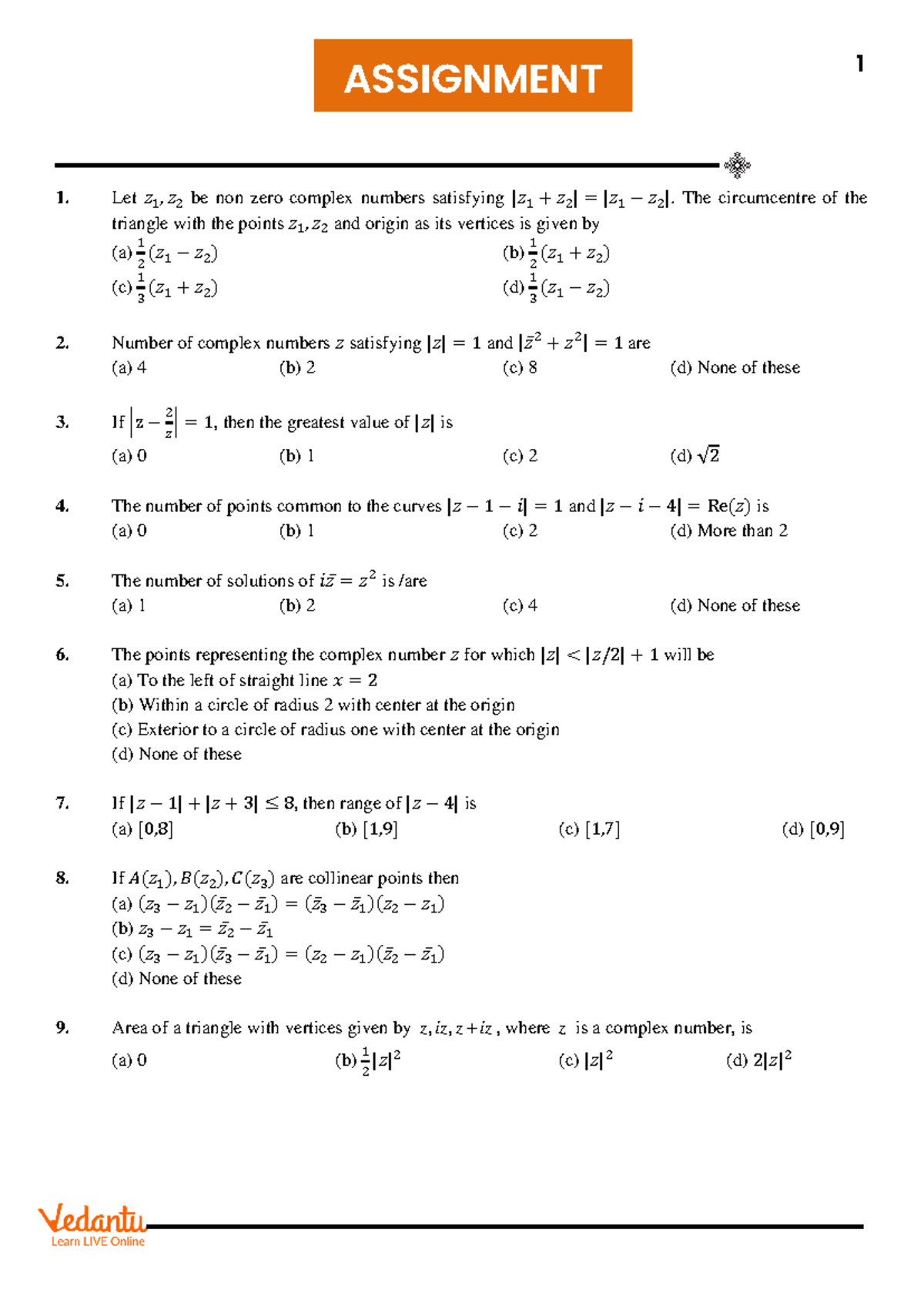 Complex Numbers Assignment 1 - Solutions and Explanations - Studocu