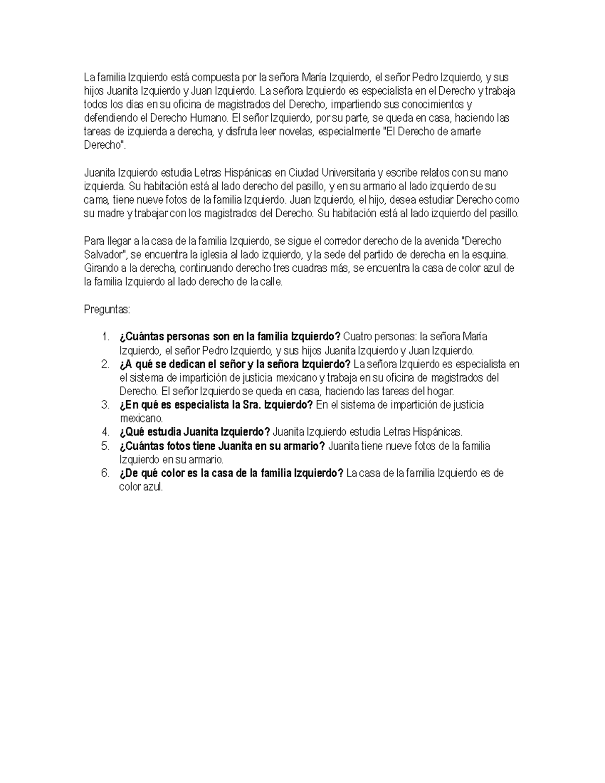 La familia Izquierdo - Análisis y Detalles Pedagógicos - Studocu