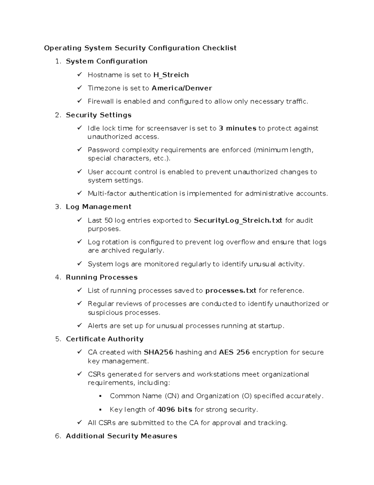 Operating System Security Configuration Checklist mod 7 CYB300 ...