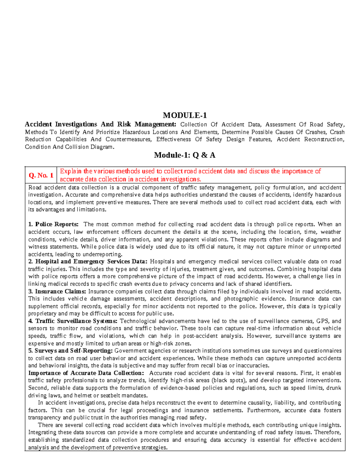 Road Safety Engineering (RSE) Course Notes - BCV755A - 7th SEM - Studocu