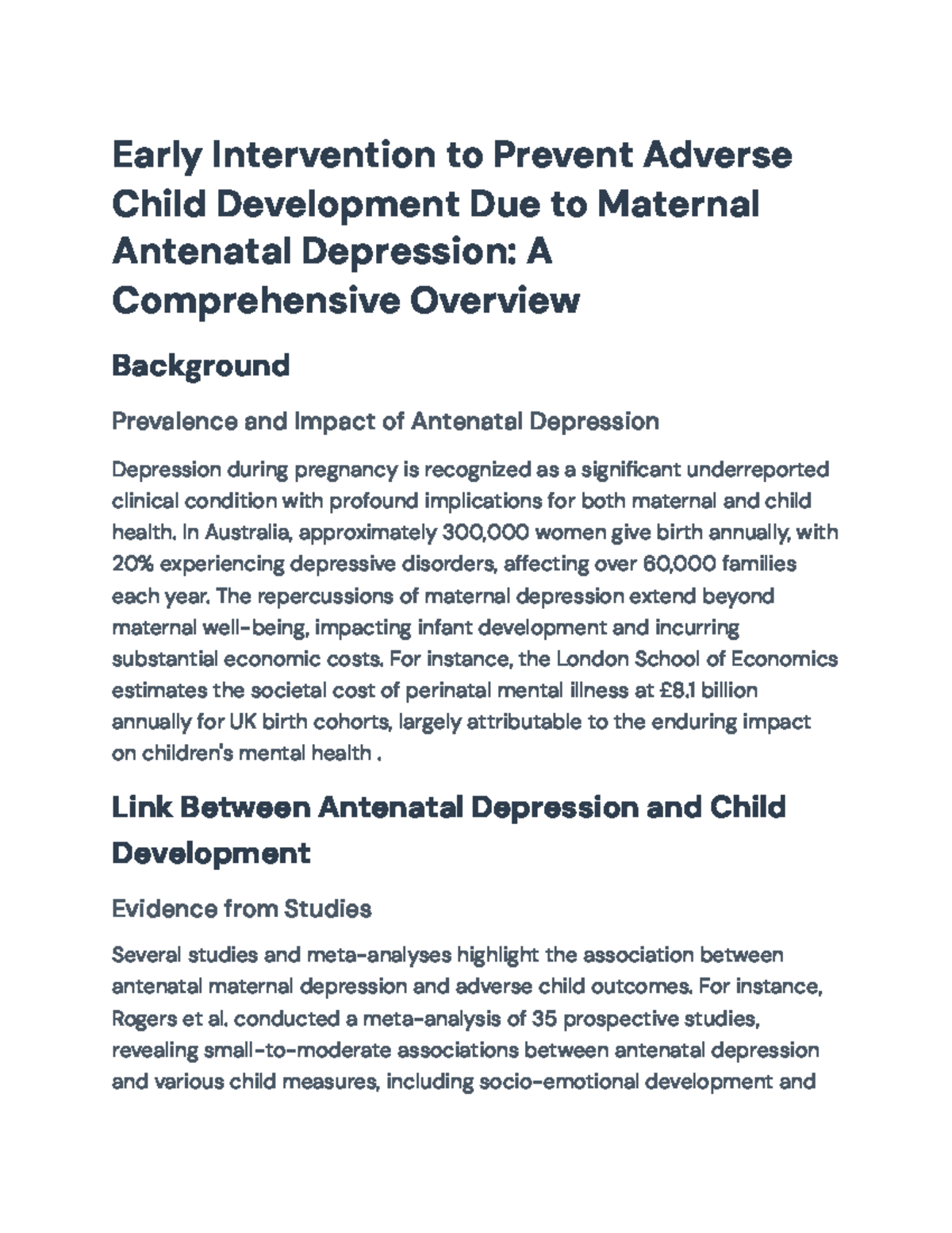 Early Intervention via CBT for Antenatal Depression: An RCT Overview ...