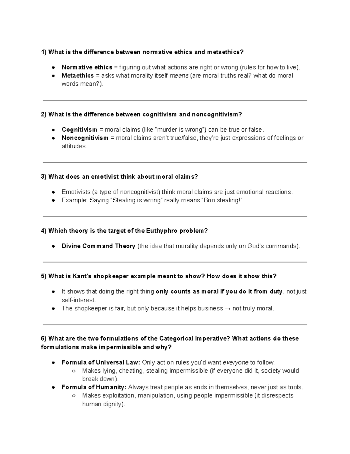 PHIL Study Guide: Key Concepts in Ethics & Moral Theories - Studocu