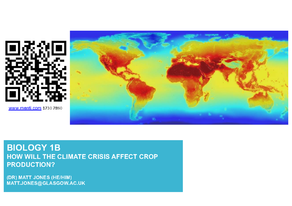 L42 2025 - Climate Change and the Biosphere - BIOLOGY 1B HOW WILL THE ...