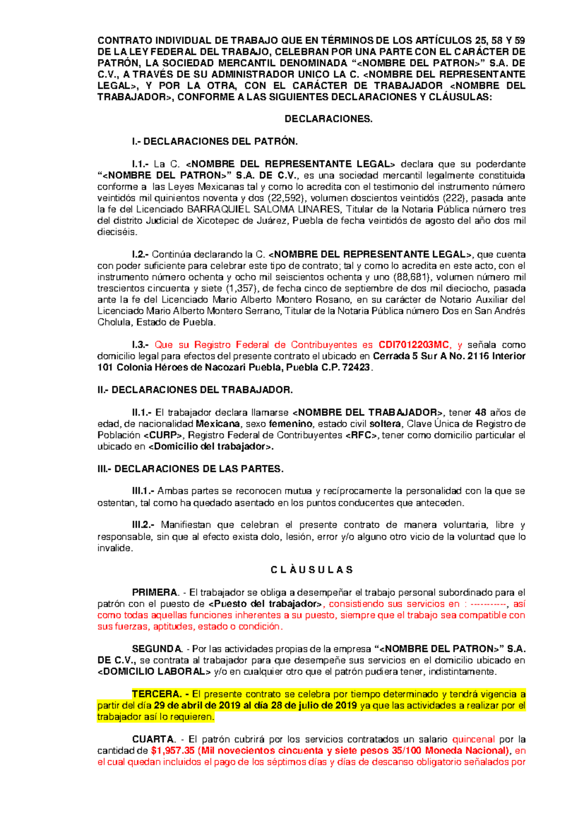 Contrato IND TRAB- Generico Completo 2019- DET-1-3-1 - CONTRATO ...